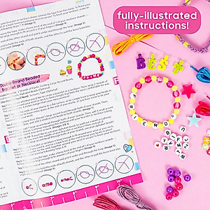 Just My Style ABC Beads by Horizon Group Usa, 1000+ Charms & Beads, Alphabet Charms, Accent Seed Star Wax Beading Cord, Satin Cord Key Ring Included, Bright, Small