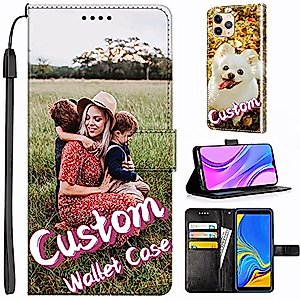 Unique-Custom-Gift Personalized Photo Premium PU Leather Wallet Phone Case with Kickstand and Flip Cover for Apple iPhone 5S 6S 7 8 Plus SE XR XS 11 12 13 Pro Max, Customize Picture on Front and Back