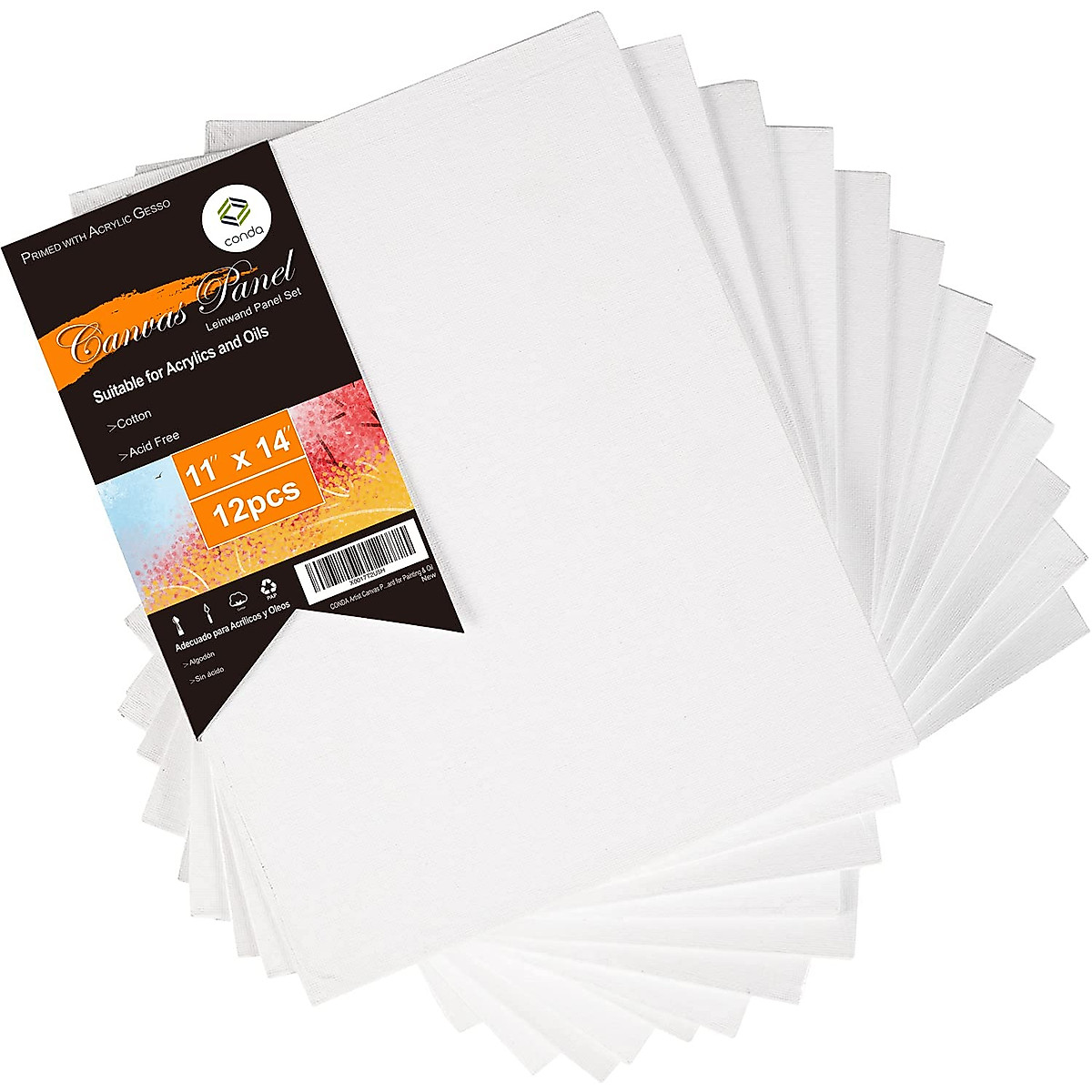 CONDA Artist Canvas Panels 9 x 12 inch, 12 Pack and 8 x 10 inch, 12 Pack for Painting