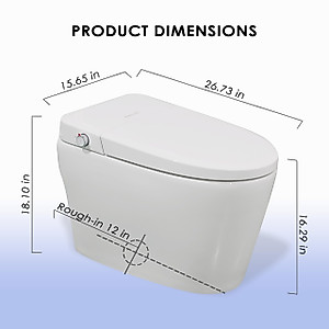 BN-6100S, 1-Piece 1.28 GPF Tankless Elongated Smart Bidet Toilet in White, Auto Flush, Heated Seat with Soft Close