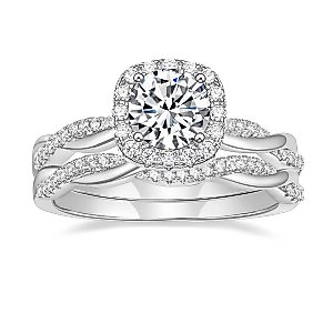 Mameloly 1.2ct Wedding Rings for Women Bridal Rings Sets Round Cut Cubic Zirconia Halo CZ Engagement Rings Twisting Infinity Pave Set Size 6