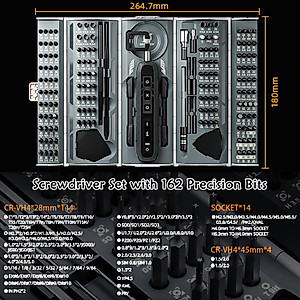 CybJoy Electric Screwdriver Set,180 in 1 Precision Screwdriver Set,3 Torque Modes with 160 Magnetic Precision Bits,Cordless Screwdriver Repair Tool Kit for Phone Computer Camera Watch Laptop