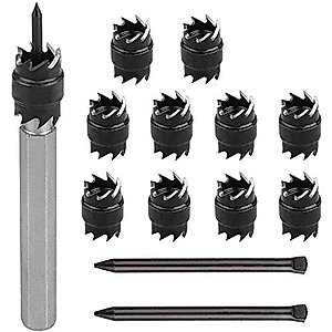 Spot Weld Cutter Set，13 Pcs 3/8" Rotary Spot Weld Cutter Remover Drill Bits Tool and 2 Replacement Blades,Metal Hole Cutter Remover for Power Drill Spot Welding