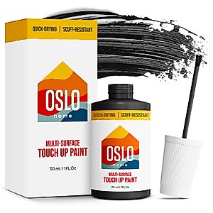 Oslo Home Touch Up Paint, Black, 1oz, Matte, w/brush in bottle, Quick drying, for Home repairs, Kitchen Cabinets, Furniture, Walls