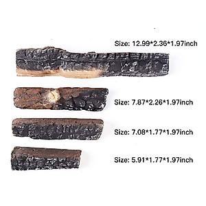 Large Gas Fireplace Logs Set of Ceramic Wood Logs. Use in Indoor, Gas Inserts, Vented, Electric, or Outdoor Fireplaces & Fire Pits. Realistic Clean Burning Accessories 4PCS