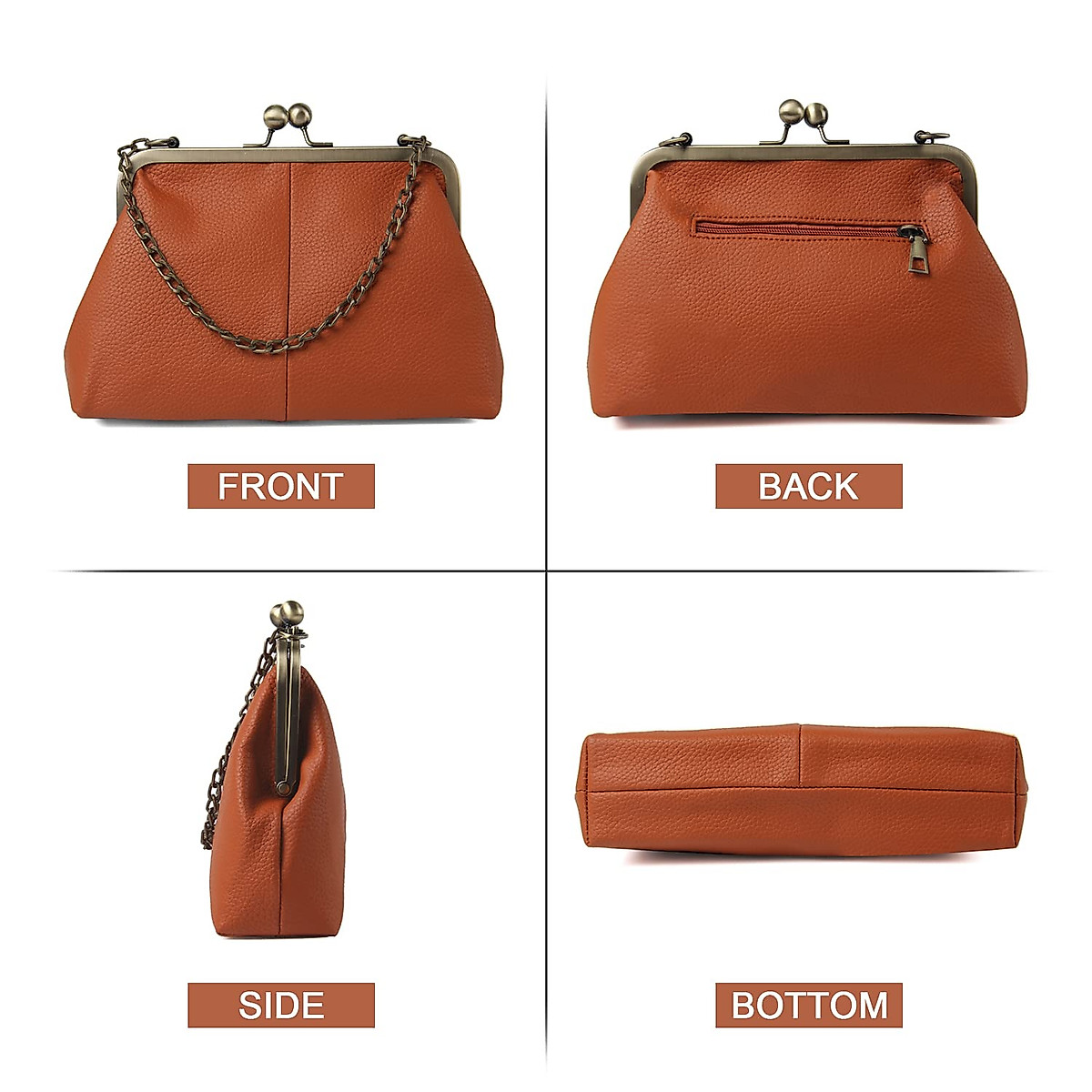 Lanpet Women Classical Kiss Lock Clutch with Chain Strap Shoulder Bag Purse Wallet