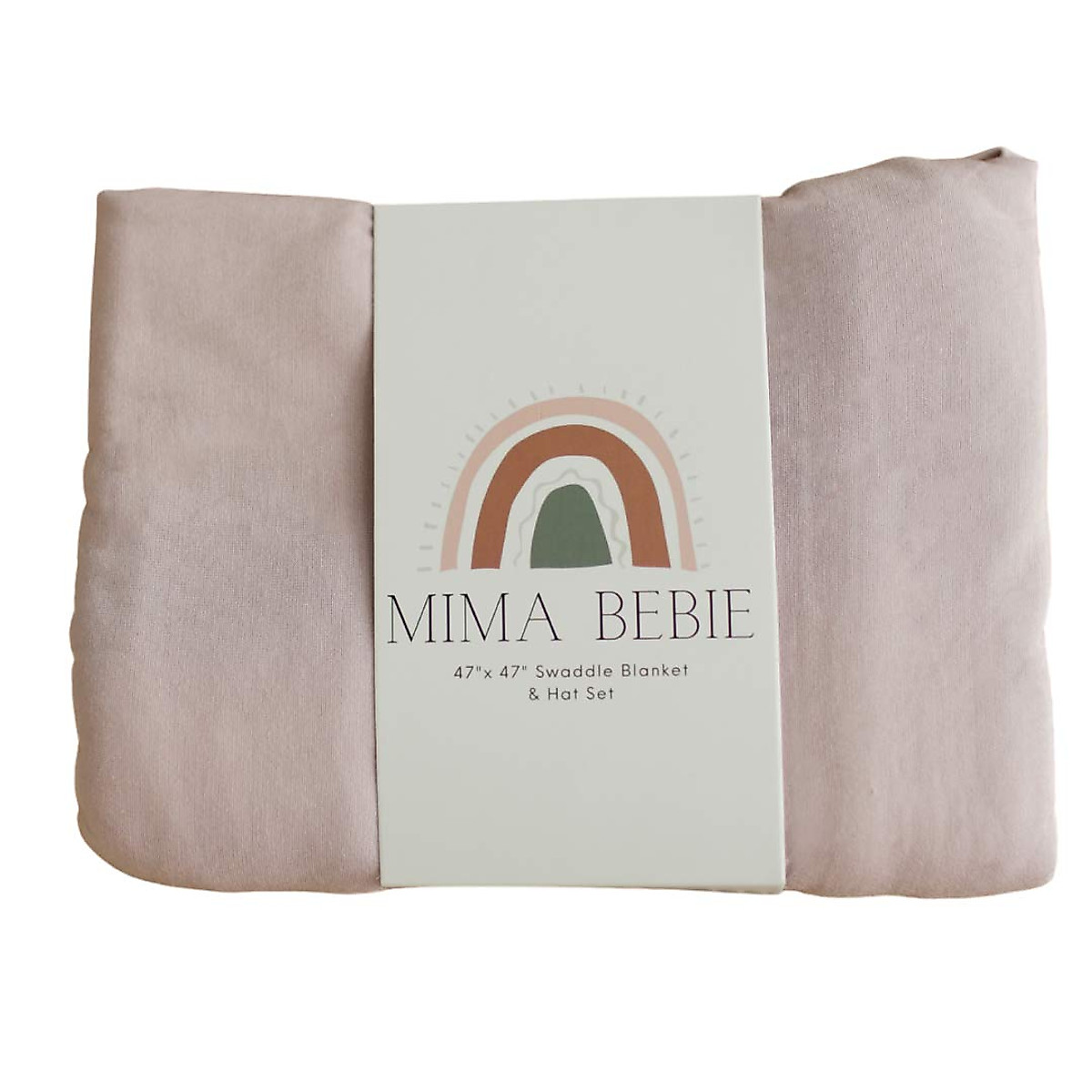 Mima Bebie Swaddle Blanket and Hat Set – Cute Receiving Blanket for Baby Boy and Girl – Soft and Cozy Baby Swaddle Blanket for Newborn – Newborn Blanket New Mom Essentials – Dusty Rose