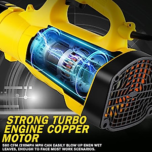 Leaf Blower, 3000W High Power Turbine Handheld Electric Leaf Blower, with 82 feet Extra Long Power Cord, 6-Gear Wind Speed Regulation, for Lawn Care, Yard, Garage, Patio, Blowing Leaves and Snow