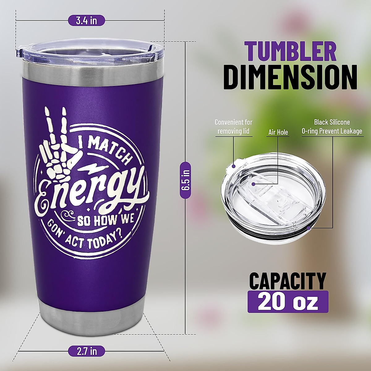 Generic Funny gifts for women-match energy tumbler-Birthday Gifts for Women Funny, Witty & Sarcastic Travel Coffee Mug W/Slider Lid-Cheer up somebody’s day gift-Engraved 20oz Tumbler, small