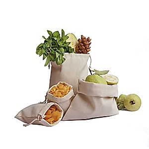 BigLotBags Canvas Cotton Bags Double drawstring Pack of 12 (12x16 Inches)