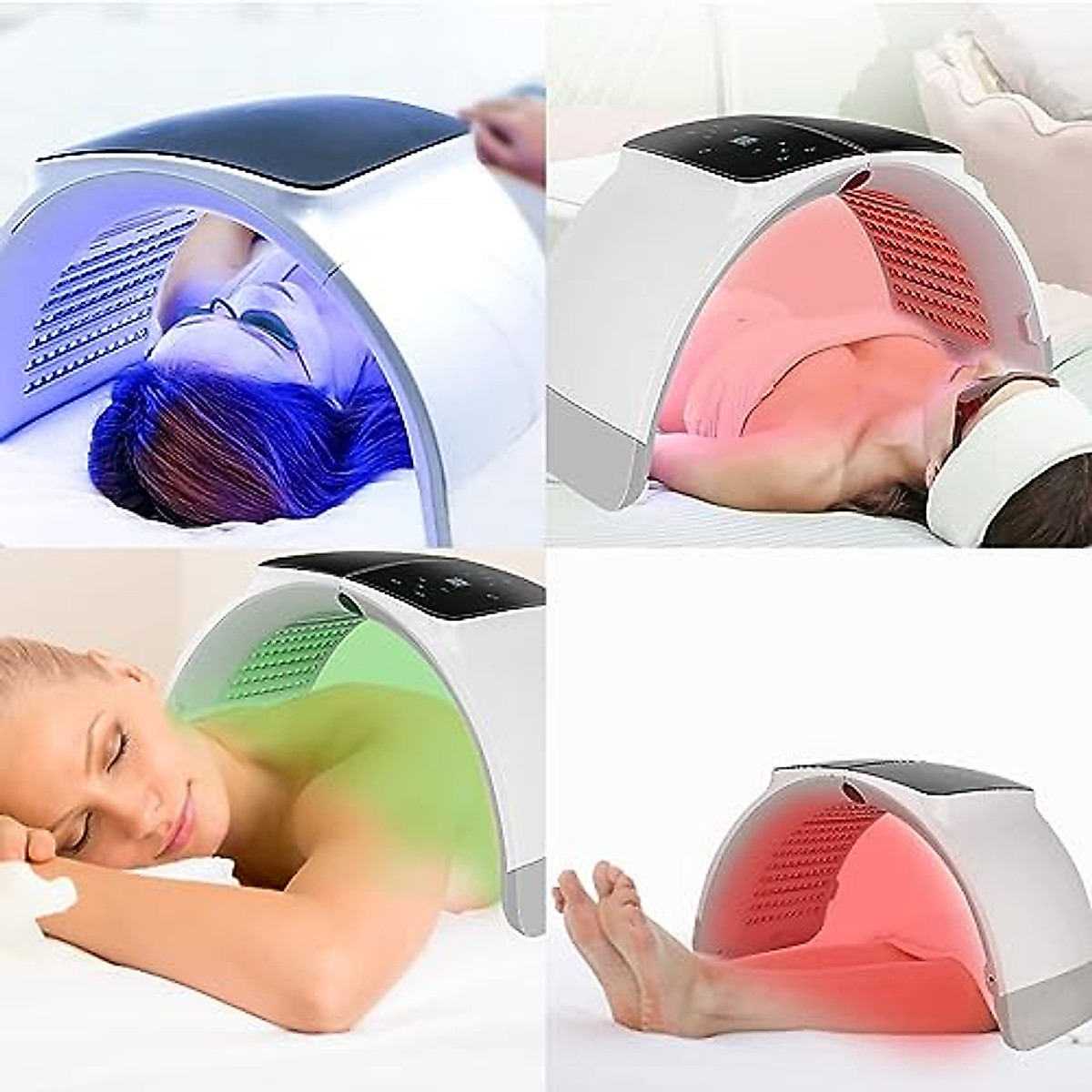 Holsn LED Face Mask Light Therapy - 7 Color Photon LED Light Therapy for Face Body Neck, Professional Red Light Therapy Mask Facial Light Therapy Device Home Solon Spa, Time Preset & Cycle Mode