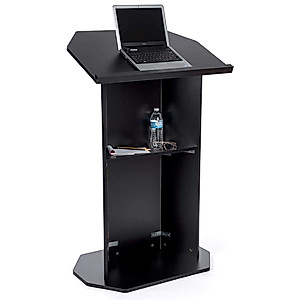 Displays2go Floor Podium with Reading Surface – Black (OLILCTOPBBK)