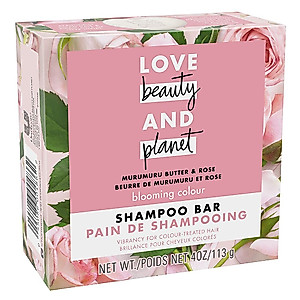 Love Beauty And Planet Blooming Color Shampoo Bar for Color Treated Hair Murumuru Butter & Rose Color Vibrancy 4.0 oz
