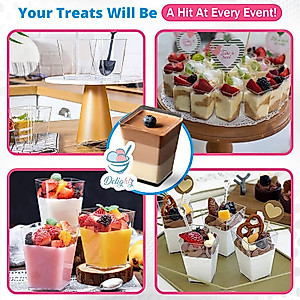 Delightz [50 Pack 5.Oz Small Clear Plastic Dessert Cups, Disposable Mini Square Appetizer/Shooter Cup For Parfait, Desserts, Pudding, Yogurt, Snacks, 2.28" x 2.95" x 1.57"