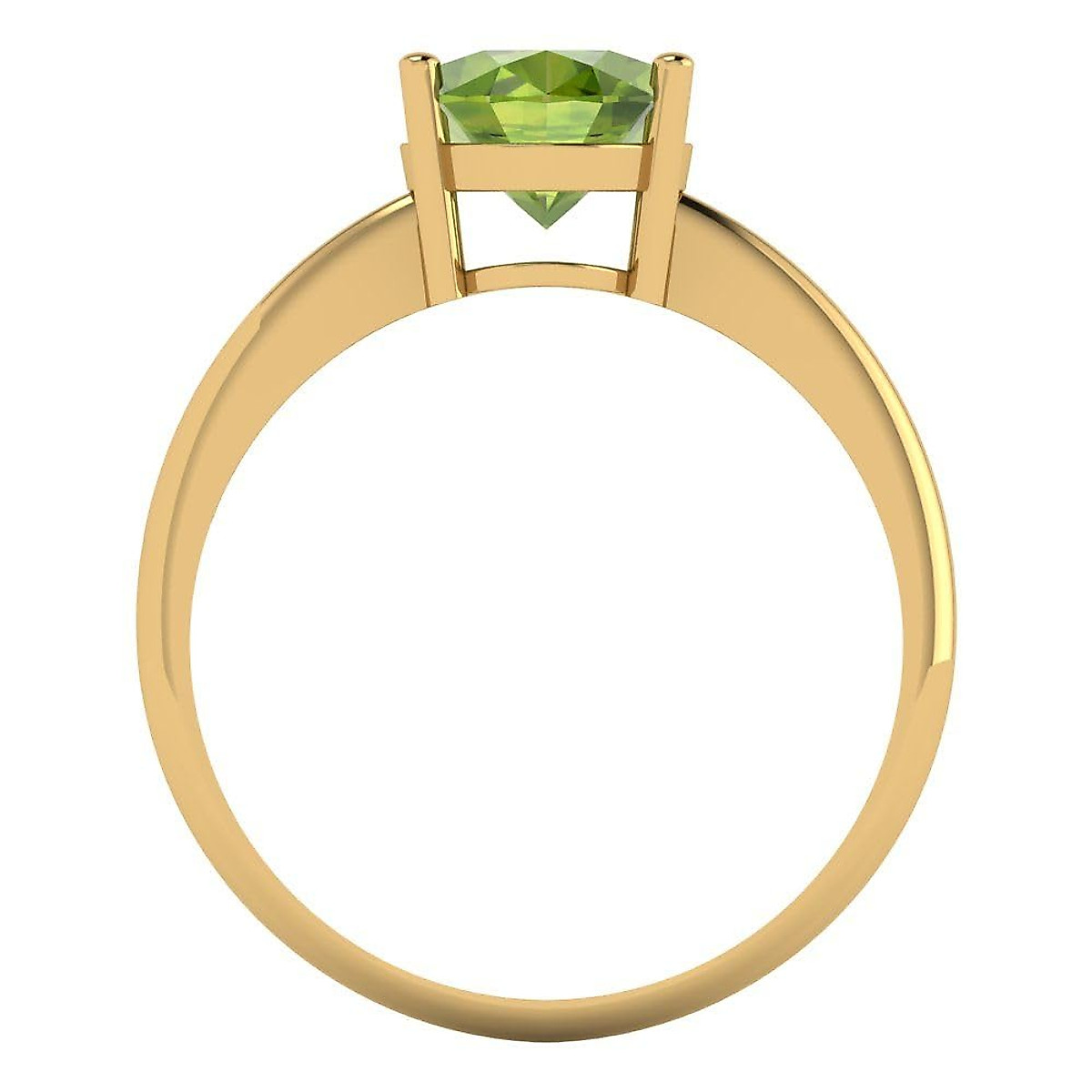 Clara Pucci 1.9ct Oval Cut Solitaire Genuine Vivid Green Peridot Proposal Bridal Designer Wedding Anniversary Ring 14k Yellow Gold