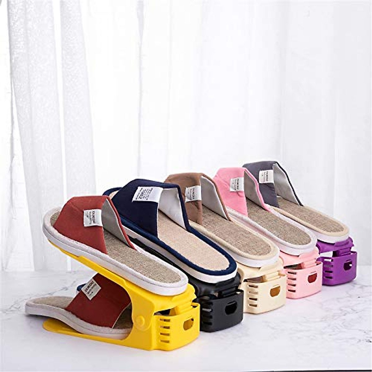 ASkinds 8PCS Shoe Slots Organizer, Adjustable Shoe Stacker Space Saver for Sneakers, Low Heels, High Heels, Sandals, Kids Shoes