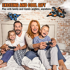 Remote Control Airplane for Beginners, 2.4GHz V17 Jet Fighter Stunt RC Airplanes, ABS, 3D Flip, Stunt Roll, Cool Light, 2 Batteries, RC Planes for Kids 8-12, Orange