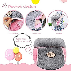 YUEPET Guinea Pig Bed Cuddle Cave Warm Fleece Cozy House Bedding Sleeping Cushion Cage Nest for Small Animal Squirrel Chinchilla Rabbit Hedgehog Cage Accessories (Grey)