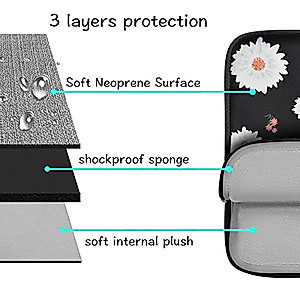 MOSISO Laptop Sleeve Compatible with MacBook Air/Pro, 13-13.3 inch Notebook,Compatible with MacBook Pro 14 inch 2023-2021 A2779 M2 A2442 M1, Calliopsis Flower Neoprene Bag with Handle&Small Case,Black