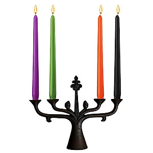 MTLEE 16 Pcs 10 Inch Long Tapered Candle Stick Bulk Smokeless and Unscented Candle Burning Candle Paraffin Wax with Cotton Wick Dinner Candle for Halloween Wedding Party Church(Spooky Color,16)