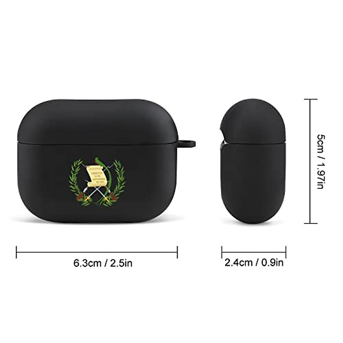 Sedoied Coat of Arms of Guatemala Earphone Protective Cover Soft Skin Durable Antidrop Case for AirPods Pro with Keychain, black-style, One Size