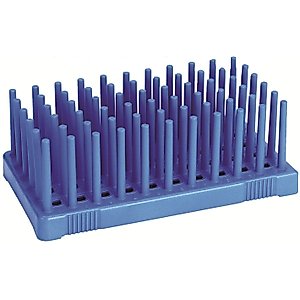 Heathrow Scientific HS24311B Peg Tube Rack, 50 Wells, Polypropylene, 14 to 17 mm, Blue (Pack of 2)