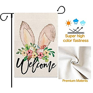 EDDERT Easter Bunny Ears Garden Flag 12.5x18 Inch, Vertical Double Sided Spring Welcome Flowers Egg Holiday Summer Yard Flag Outside Outdoor Farmhouse Decoration (12.5x18 inch)