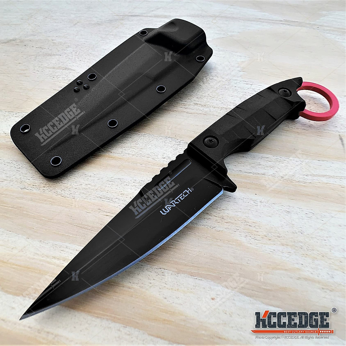 Tactical Knife Hunting Knife Survival Knife Fixed Blade Knife Kydex Sheath Razor Sharp Edge Camping Accessories Camping Gear Survival Kit Survival Gear Tactical Gear 80404 (Red)