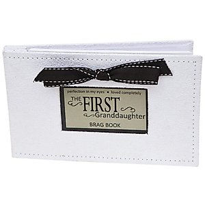 Grandparent Gifts 1st Granddaughter Brag Book white faux-suede Hold 32 4x6 image
