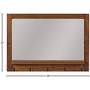 Amazon Brand – Stone & Beam Modern Wood Mirror, 30"H, Walnut And Black
