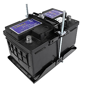 AUCELI Car Battery Hold Down Kit, Standard Storage Battery Bracket with Rods and Bolts, Adjustable Height Crossbar Battery Hold Down Tray Holder, Universal Auto Replacement Accessories