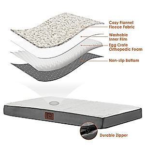 EHEYCIGA Washable Dog Beds for Extra Large Dogs, XL Dog Bed with Removable Cover for Crate, Orthopedic Foam Pet Bed Dog Mat Mattress Cushions for Extra Large Dogs, Beige