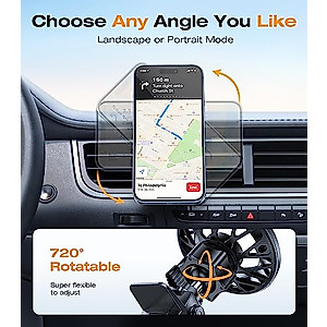 VICSEED for MagSafe Car Mount, Ultra- Strong Magnetic Phone Holder for Car Vent, 360° Hands-Free Magnet Cellphone Car Mount for Socket Grip, Fit for iPhone 15 14 13 12 Pro Max Plus Min