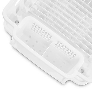 JOEY'Z Extra Large Heavy Duty Sturdy Hard Plastic Sink Set with Dish Rack with Attached Drainboard Cup Holders for Home Kitchen Counter Top Organizer - White (18 3/4" L x 13 3/4" W x 5 1/2")