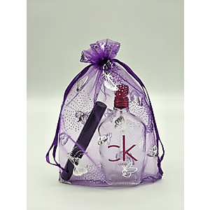 Ankirol 100pcs Sheer Organza Favor Bags Purple Butterfly Print for Wedding Bags Samples Display Drawstring Pouches (4x6)