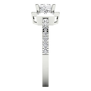 Clara Pucci 1.34ct Princess Cut Solitaire W/accent Moissanite Proposal Designer Wedding Bridal art deco Anniversary Ring 14k White Gold