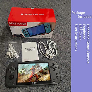 Joseky X20 Handheld Game Console - Support External Handles and Built-in 1000+ Classic Games, Two-Player Mode TV HD Output 5.1-inch Large-Screen Multi-Function Game Console (Black)