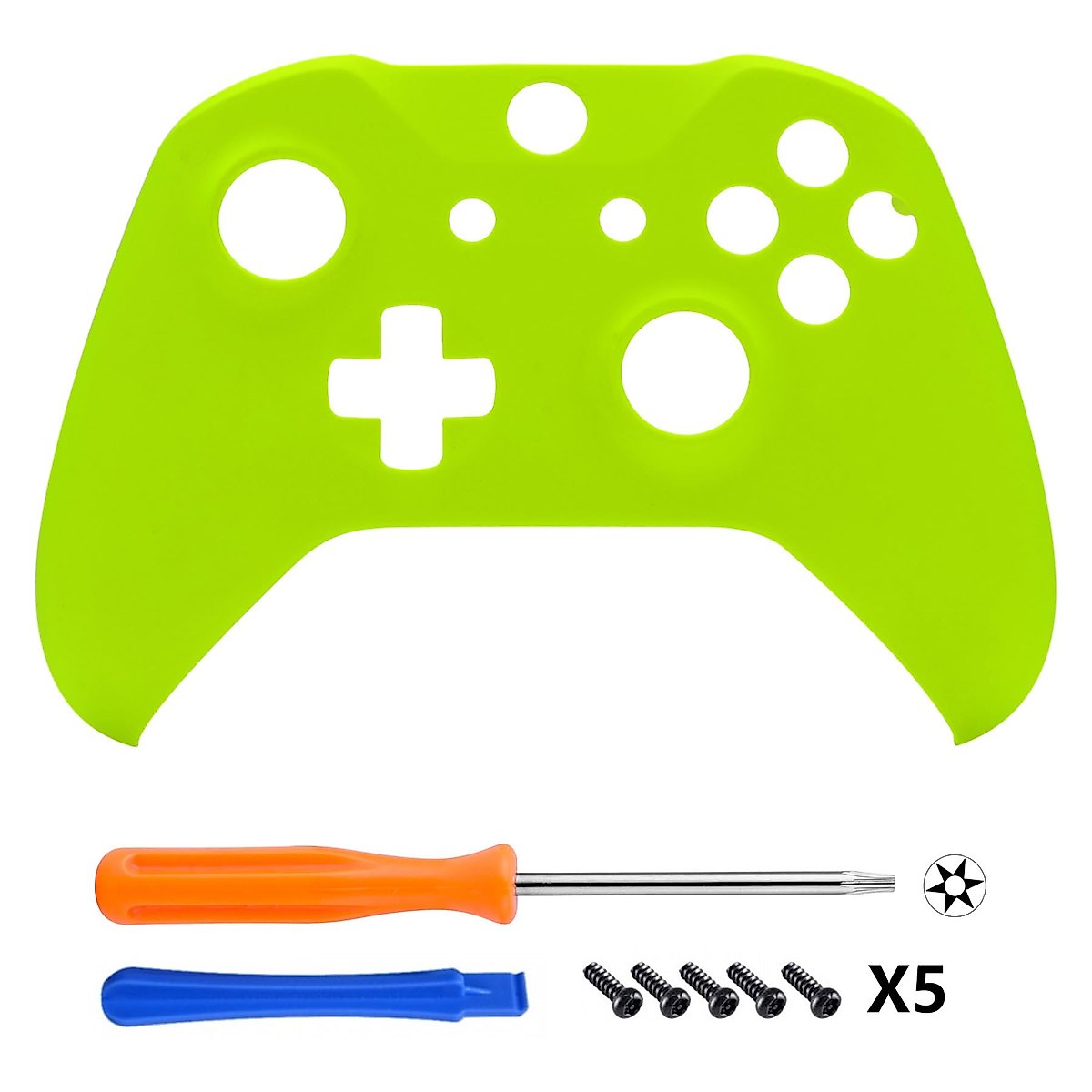 eXtremeRate Soft Touch Lime Yellow Front Housing Shell Faceplate, Comfortable Soft Grip Replacement Kit Cover for Xbox One S X Wireless Controller Model 1708 - Controller NOT Included