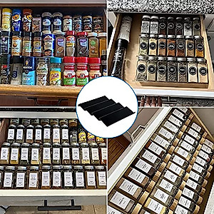 Yakaly Black Acrylic Spice Drawer Organizer, Expandable 11" to 22" - 4 Tier Slanted Drawer Seasoning Jars Rack Hold up 60 Jars, Adjustable In Drawer Spice Tray for Kitchen Cabinet Drawer/Countertop