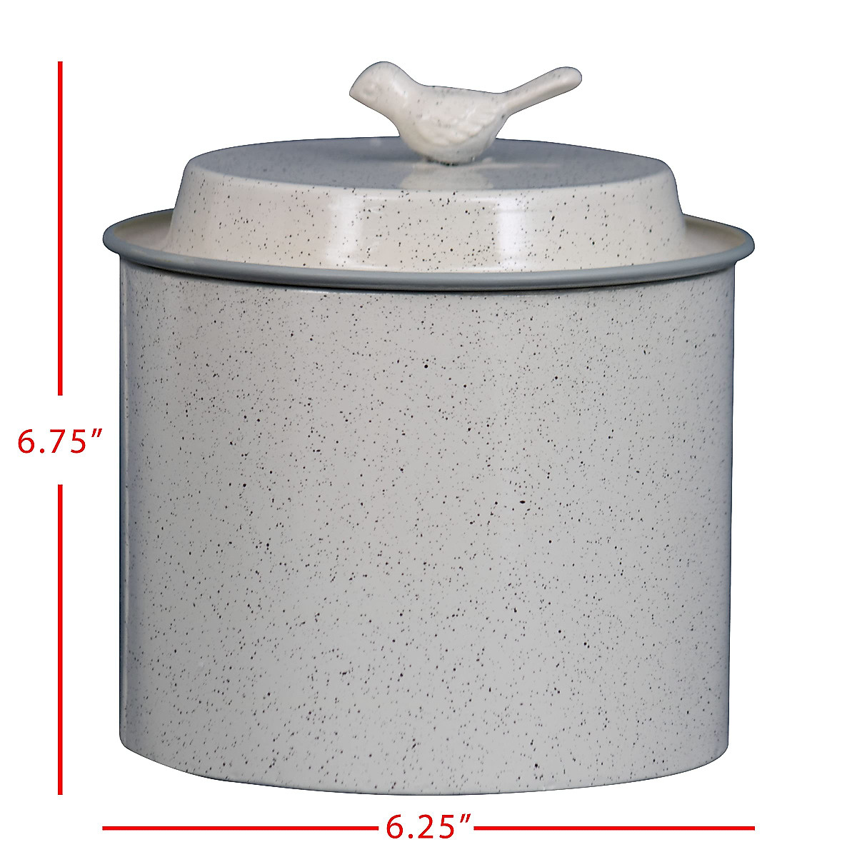 Foreside Home & Garden Off- White Enamel Metal Lidded Decorative Storage Trinket Box FDDD10075