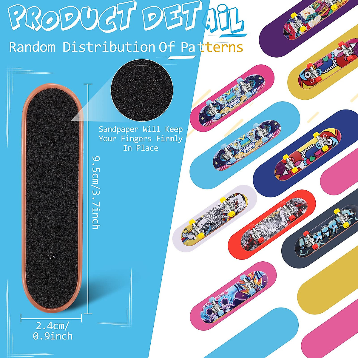 Civaner 10 Pack Valentines Day DIY Kids Finger Skateboard Set with Box and Replacement Accessories, Mini Collectible Fingerboard, Finger Toy Kit, Valentine Party Favor for Kids Children Finger Skater