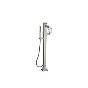 KOHLER T27408-4-BN Riff Floor-Mount Bath Filler with Handshower Set, Bathtub Faucet, Shower Faucet Set, Vibrant Brushed Nickel