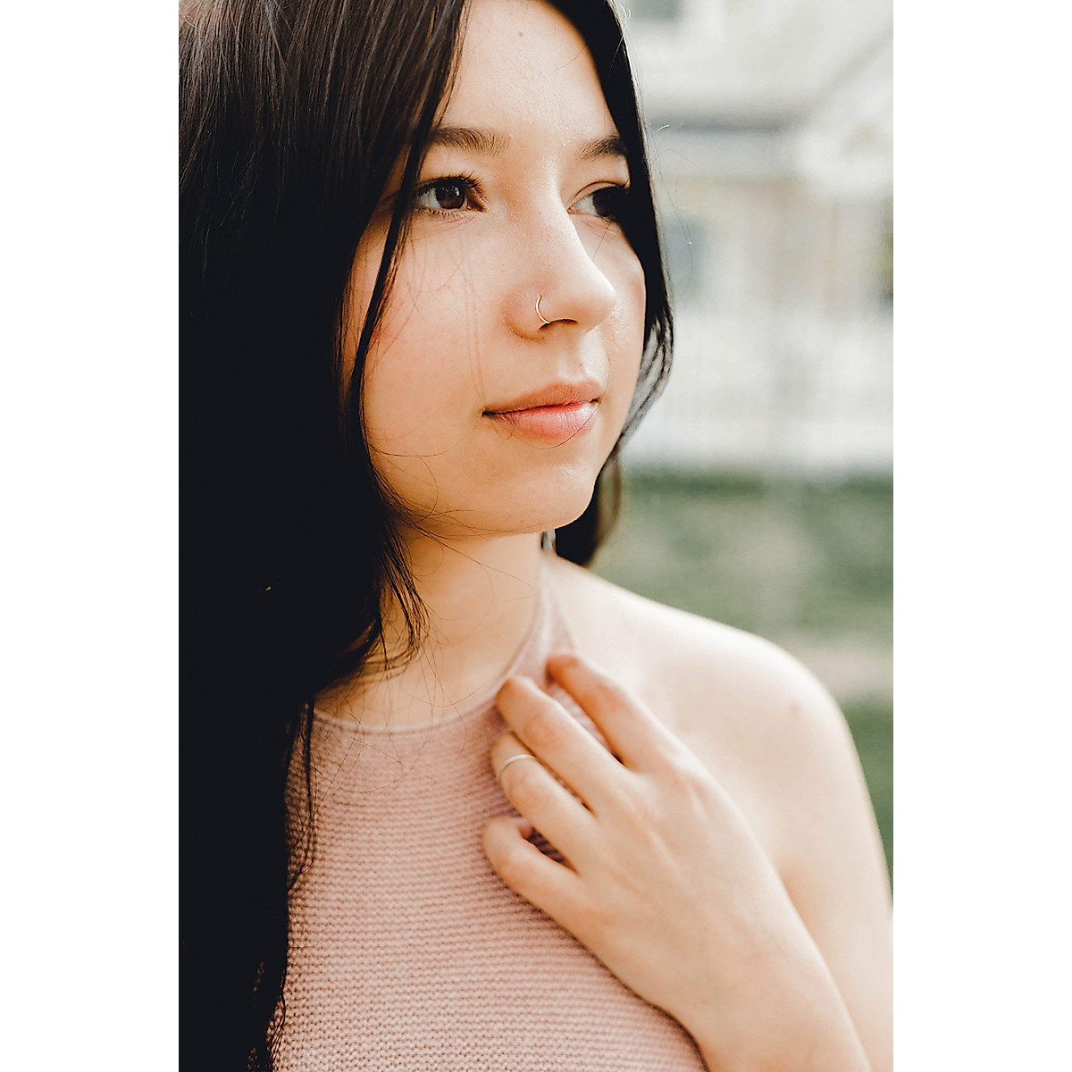 22g 7mm 14k Solid Gold Snug Fitting Nose Ring Hoop 22 Gauge Piercing Jewelry