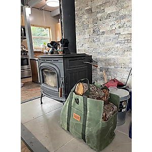 MAYHEM & MERCY Firewood Carrier - Waxed Canvas Wood Carrier For Firewood - Hunter Green Log Carrier For Firewood Fireplace Wood Rack Log Bag - Firewood