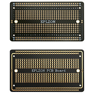 EPLZON Solderable Breadboard PCB Board Gold-Plated Solder Breadboard for DIY Electronics Projects Apply to Arduino Soldering Projects 3.5"x2.05" (5 Pack + 2 Mini Board, Black)