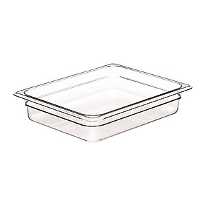 Cambro 1/2 Size 2 1/2-inch Deep Camwear Food Pan, 2 1/2-inch H x 12 3/4-inch W x 10 3/8-inch D, Clear (22CW135)