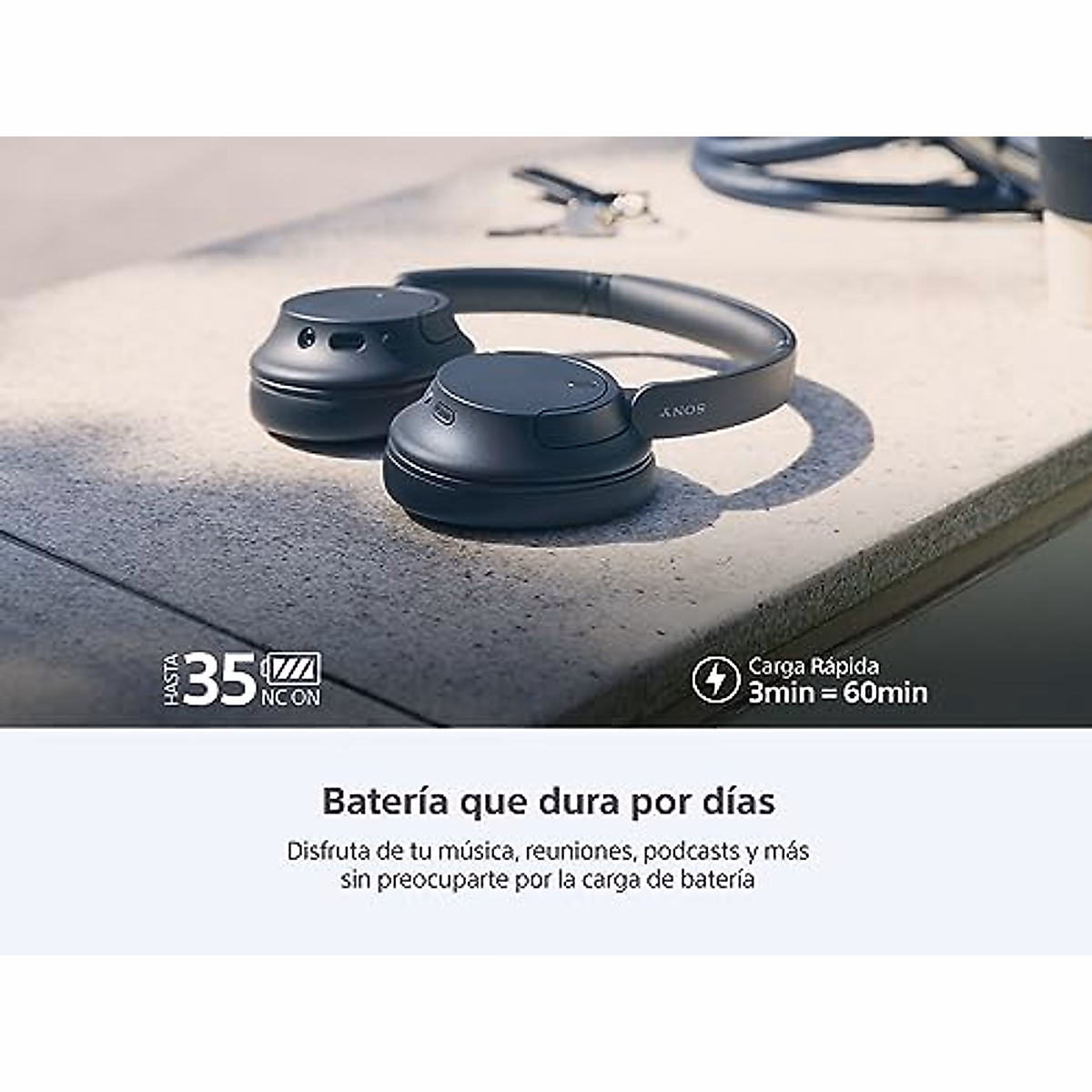 Sony WH-CH720 Noise Canceling Wireless Bluetooth Headphones - Built-in Microphone - up to 35 Hours Battery Life and Quick Charge - White