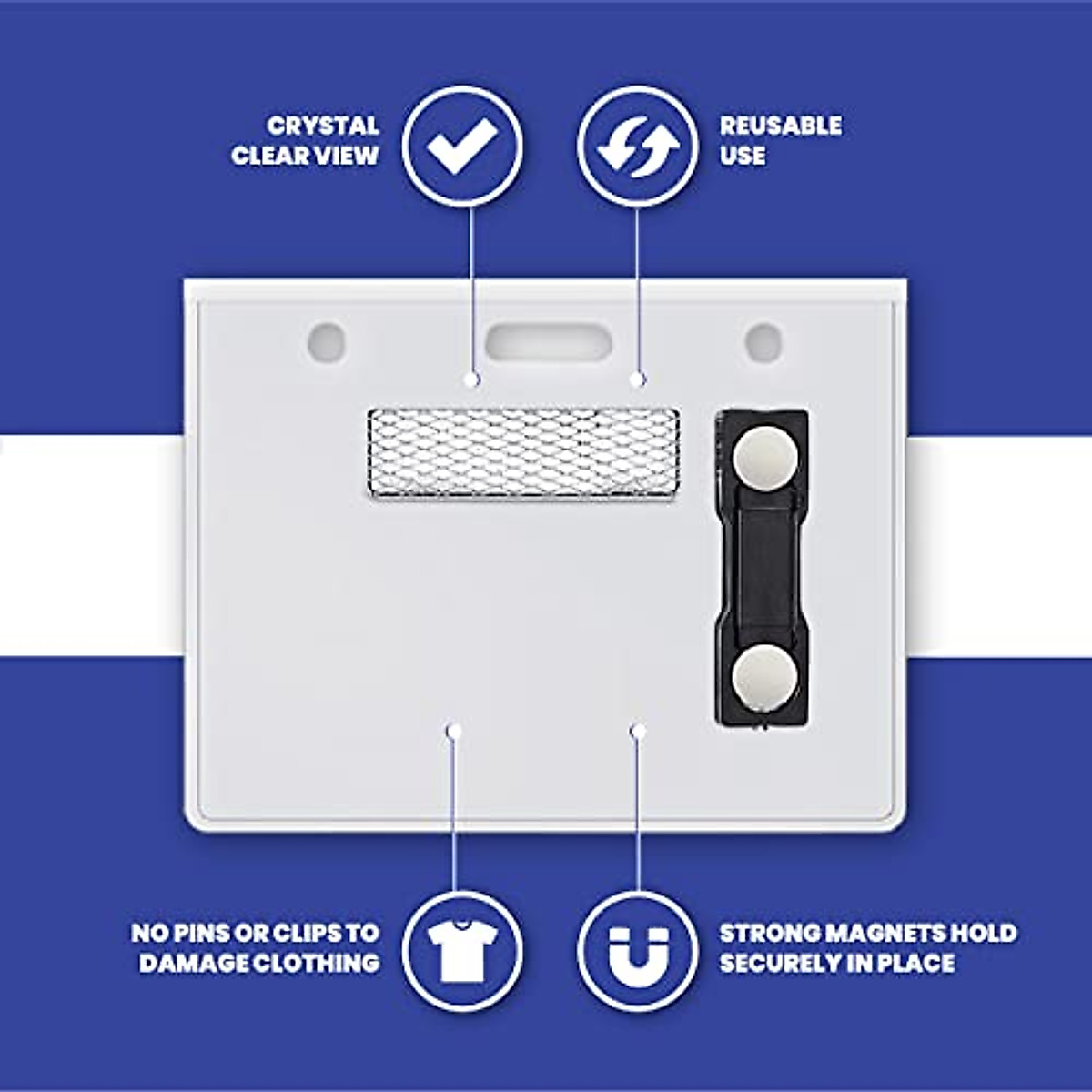 Magnetic Name Badge Holder Kit - Box of 50, 4x3 inch Clear Name Tag Holders for Conferences, Events, and Meetings