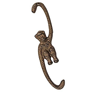 DOITOOL Cast Iron Large S Hooks Heavy Duty Monkey Gibbon Hooks Decorative Gardening Plant Hooks Door Wall Hanging Hats Organizer