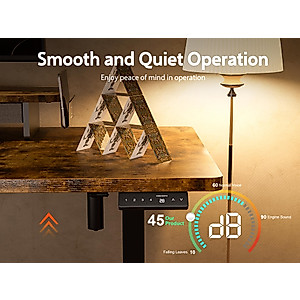 WALKINGDESK 48x24 Inches Electric Standing Desk with Drawer and Monitor Stand, Height Adjustable Stand up Desk for Home Office, Ergonomic Sit to Stand Desk with Phone Holder, 3 Hooks, Rustic Brown